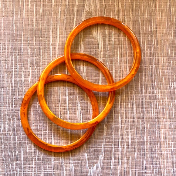 Jewelry | 3 Vintage Orange Swirl Bakelite Bangles | Poshmark